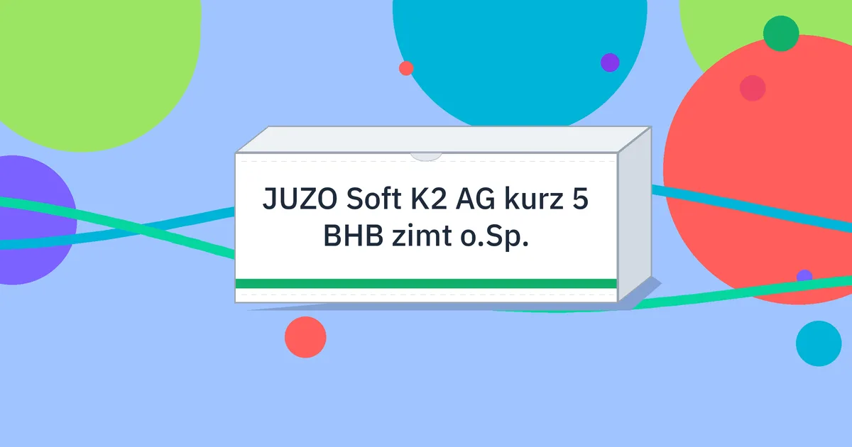 Symbolbild: Packung mit der Aufschrift JUZO Soft K2 AG kurz 5 BHB zimt o.Sp. (PZN 14826732) – Verfügbarkeit und Bezug in Apotheken in Frankfurt am Main