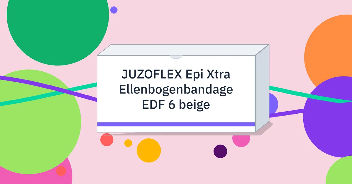 Symbolbild: Packung mit der Aufschrift JUZOFLEX Epi Xtra Ellenbogenbandage EDF 6 beige (PZN 16635717) – Verfügbarkeit und Bezug in Apotheken in Frankfurt am Main