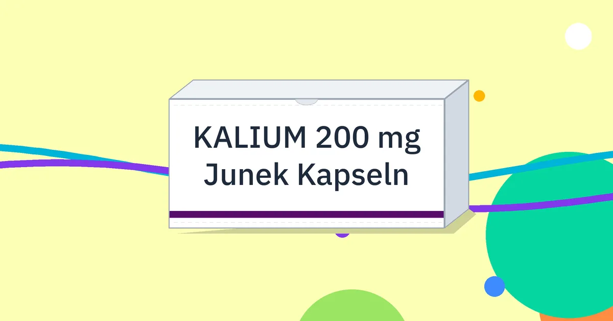 Symbolbild: Packung mit der Aufschrift KALIUM 200 mg Junek Kapseln (PZN 10336965) – Verfügbarkeit und Bezug in Apotheken in Frankfurt am Main