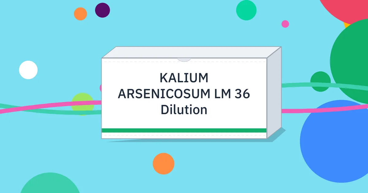 Symbolbild: Packung mit der Aufschrift KALIUM ARSENICOSUM LM 36 Dilution (PZN 12917258) – Verfügbarkeit und Bezug in Apotheken in Frankfurt am Main