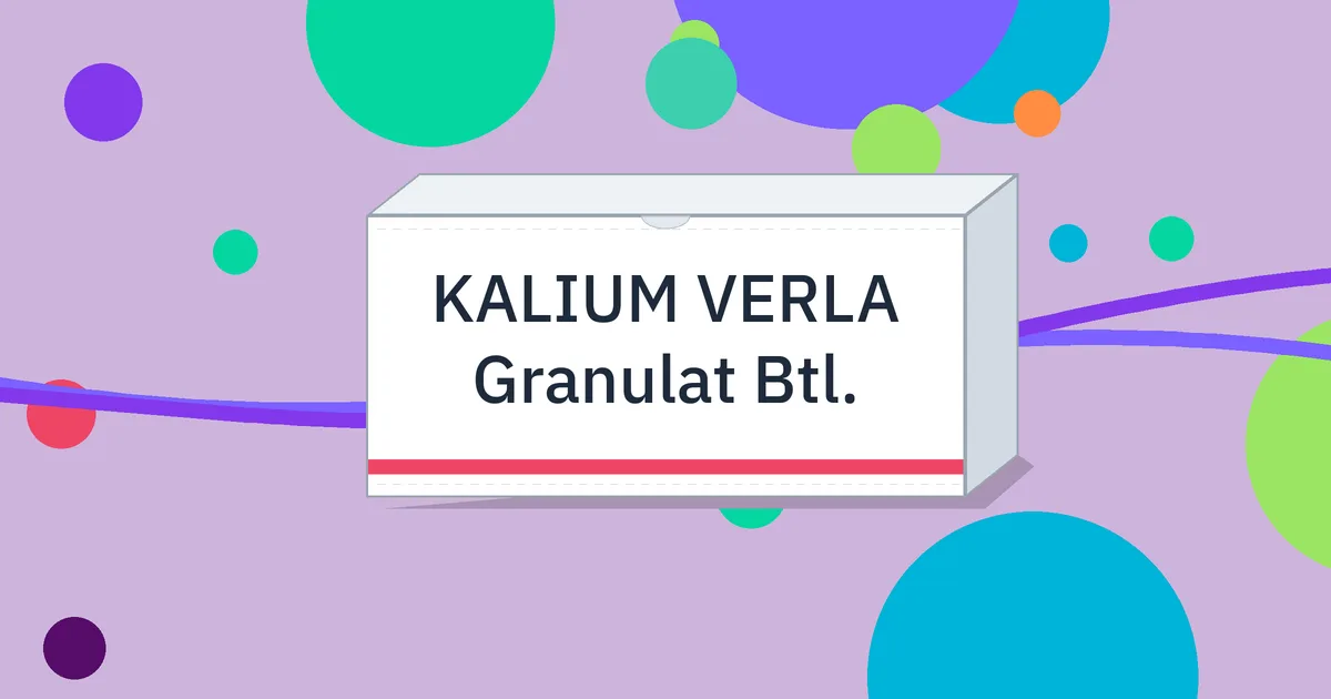 Symbolbild: Packung mit der Aufschrift KALIUM VERLA Granulat Btl. (PZN 07712867) – Verfügbarkeit und Bezug in Apotheken in Frankfurt am Main