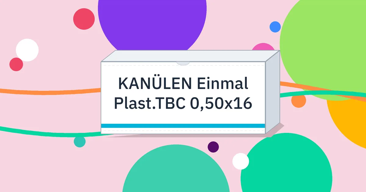 Symbolbild: Packung mit der Aufschrift KANÜLEN Einmal Plast.TBC 0,50x16 (PZN 02440186) – Verfügbarkeit und Bezug in Apotheken in Frankfurt am Main