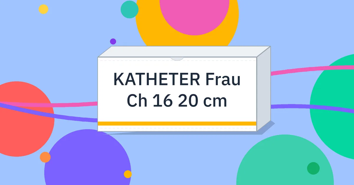 Symbolbild: Packung mit der Aufschrift KATHETER Frau Ch 16 20 cm (PZN 07489978) – Verfügbarkeit und Bezug in Apotheken in Frankfurt am Main