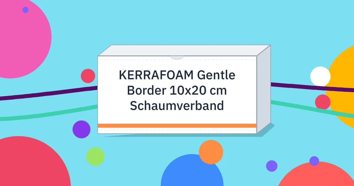 Symbolbild: Packung mit der Aufschrift KERRAFOAM Gentle Border 10x20 cm Schaumverband (PZN 11140661) – Verfügbarkeit und Bezug in Apotheken in Frankfurt am Main