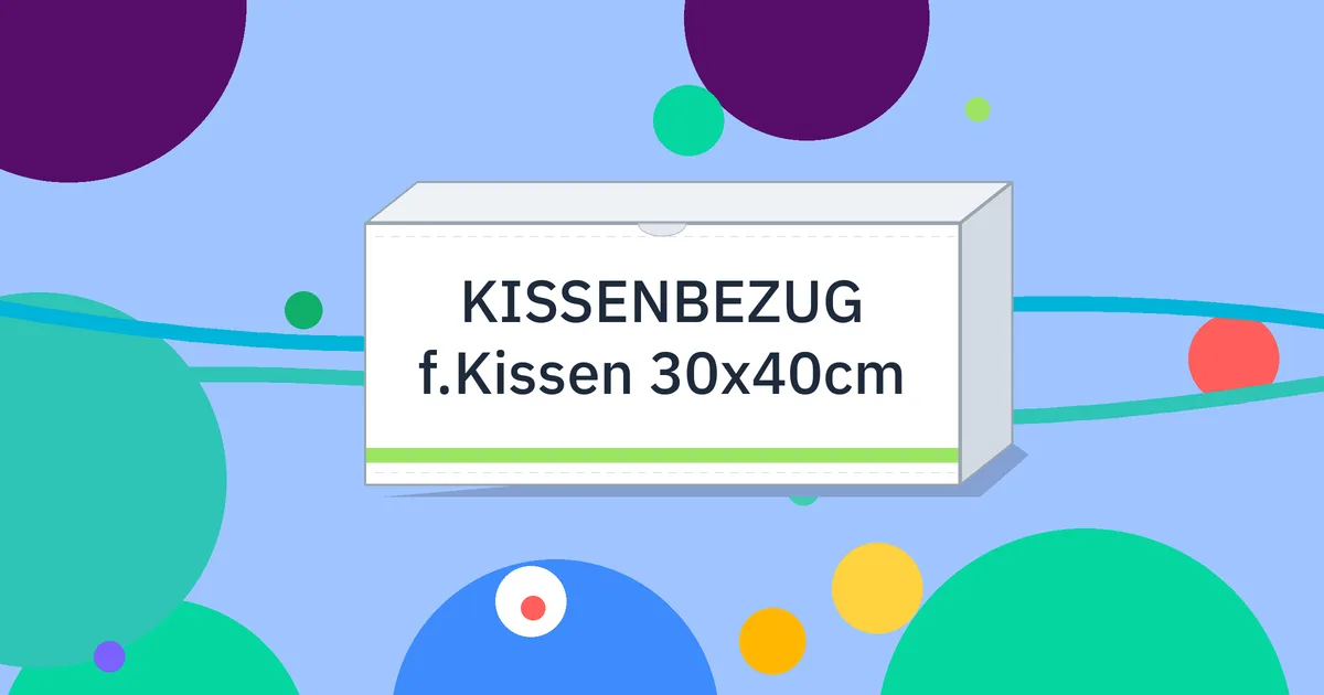 Symbolbild: Packung mit der Aufschrift KISSENBEZUG f.Kissen 30x40cm (PZN 03394614) – Verfügbarkeit und Bezug in Apotheken in Frankfurt am Main