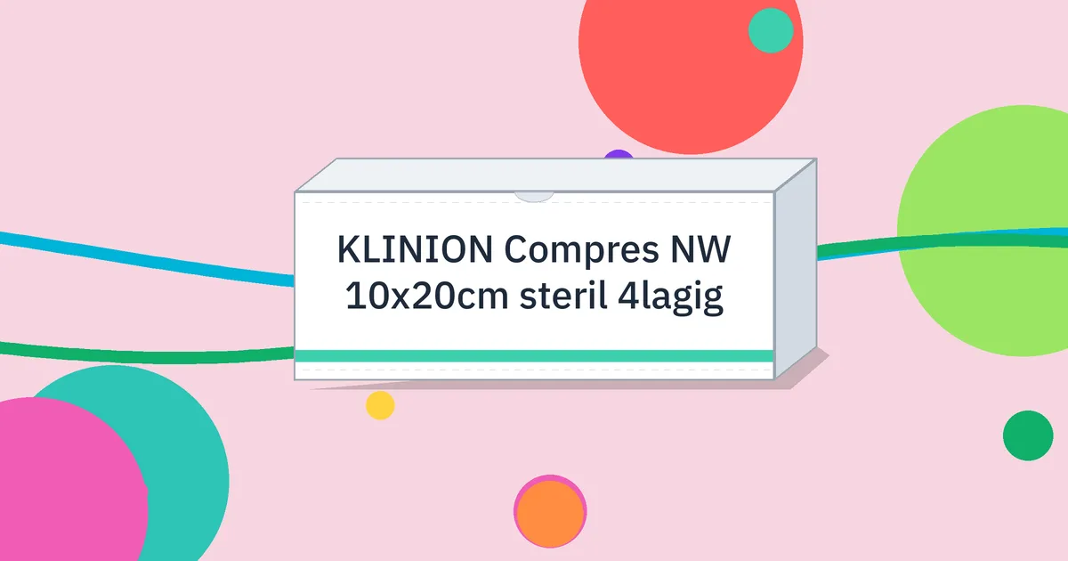 Symbolbild: Packung mit der Aufschrift KLINION Compres NW 10x20cm steril 4lagig (PZN 09254417) – Verfügbarkeit und Bezug in Apotheken in Frankfurt am Main