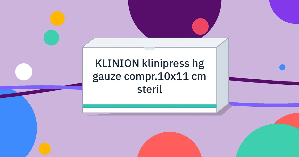 Symbolbild: Packung mit der Aufschrift KLINION klinipress hg gauze compr.10x11 cm steril (PZN 19520877) – Verfügbarkeit und Bezug in Apotheken in Frankfurt am Main