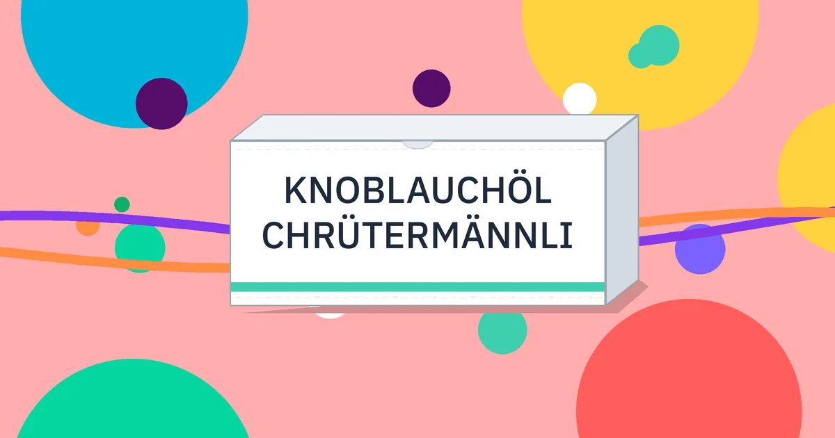 Symbolbild: Packung mit der Aufschrift KNOBLAUCHÖL CHRÜTERMÄNNLI (PZN 07196791) – Verfügbarkeit und Bezug in Apotheken in Frankfurt am Main