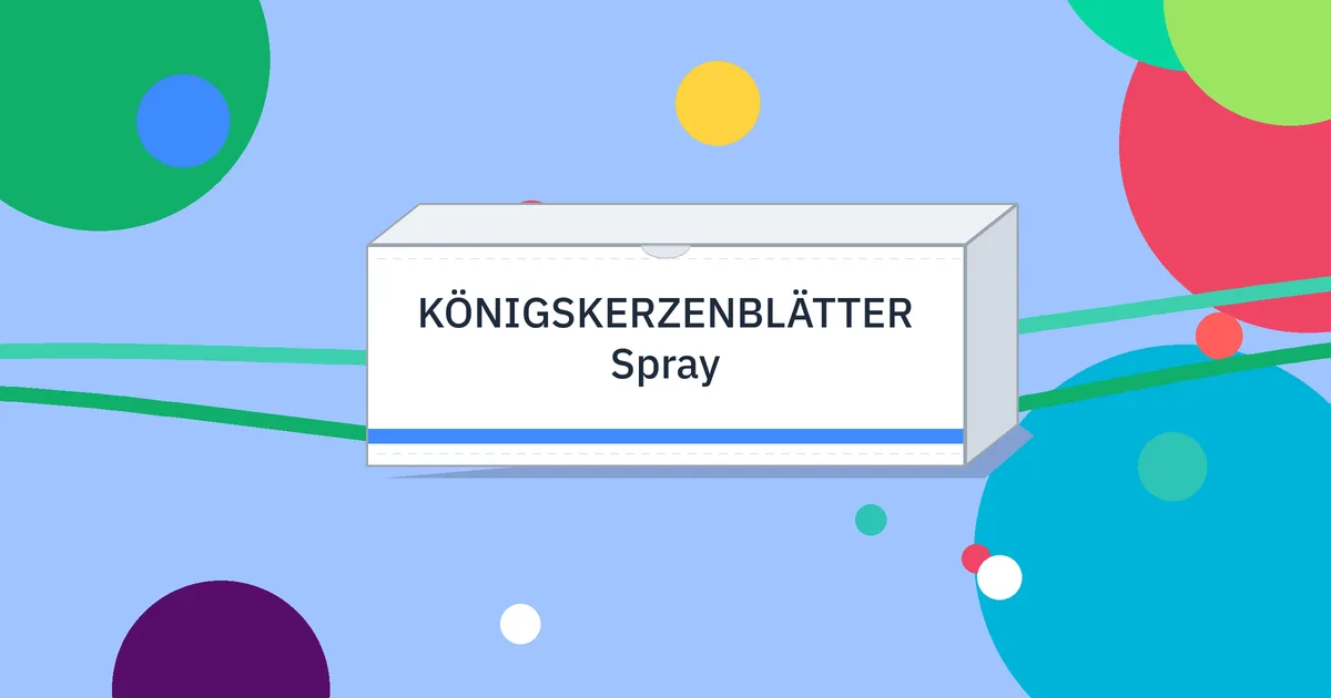 Symbolbild: Packung mit der Aufschrift KÖNIGSKERZENBLÄTTER Spray (PZN 17377335) – Verfügbarkeit und Bezug in Apotheken in Frankfurt am Main