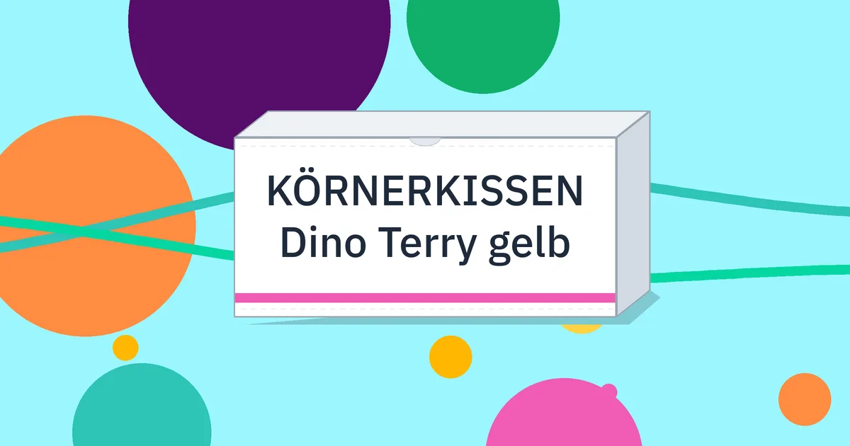 Symbolbild: Packung mit der Aufschrift KÖRNERKISSEN Dino Terry gelb (PZN 20916830) – Verfügbarkeit und Bezug in Apotheken in Frankfurt am Main