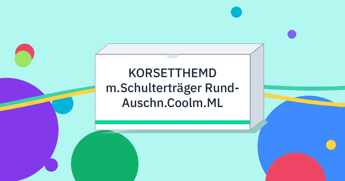Symbolbild: Packung mit der Aufschrift KORSETTHEMD m.Schulterträger Rund-Auschn.Coolm.ML (PZN 15862397) – Verfügbarkeit und Bezug in Apotheken in Frankfurt am Main
