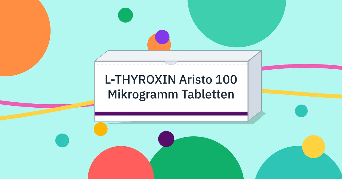 Symbolbild: Packung mit der Aufschrift L-THYROXIN Aristo 100 Mikrogramm Tabletten (PZN 01880807) – Verfügbarkeit und Bezug in Apotheken in Frankfurt am Main