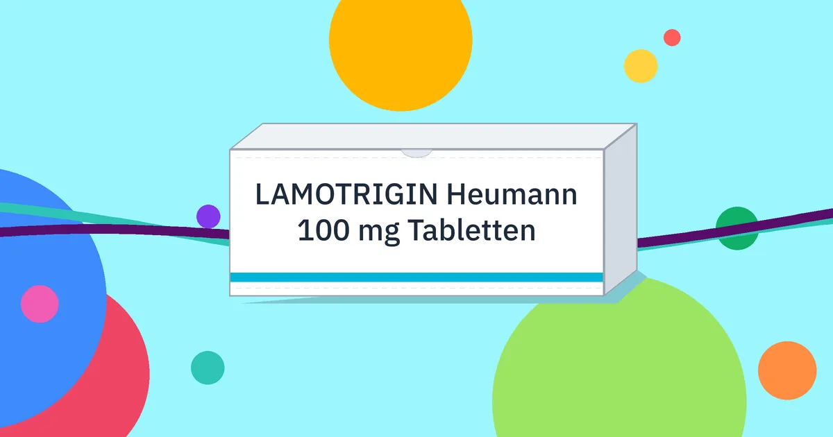 Symbolbild: Packung mit der Aufschrift LAMOTRIGIN Heumann 100 mg Tabletten (PZN 03888753) – Verfügbarkeit und Bezug in Apotheken in Frankfurt am Main