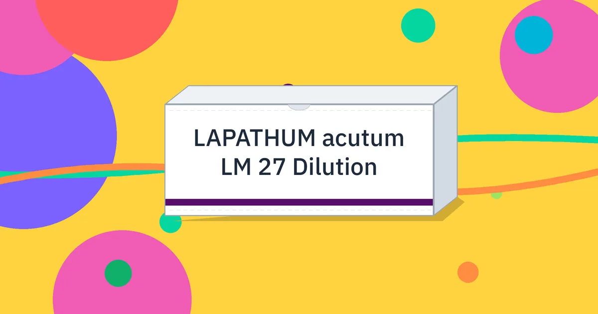 Symbolbild: Packung mit der Aufschrift LAPATHUM acutum LM 27 Dilution (PZN 13522875) – Verfügbarkeit und Bezug in Apotheken in Frankfurt am Main