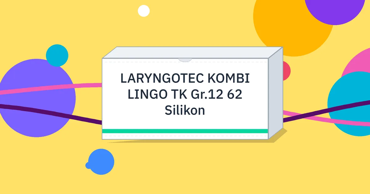 Symbolbild: Packung mit der Aufschrift LARYNGOTEC KOMBI LINGO TK Gr.12 62 Silikon (PZN 19186094) – Verfügbarkeit und Bezug in Apotheken in Frankfurt am Main