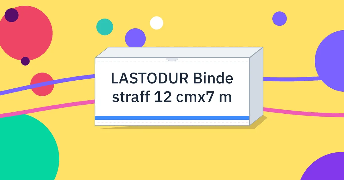 Symbolbild: Packung mit der Aufschrift LASTODUR Binde straff 12 cmx7 m (PZN 13744469) – Verfügbarkeit und Bezug in Apotheken in Frankfurt am Main