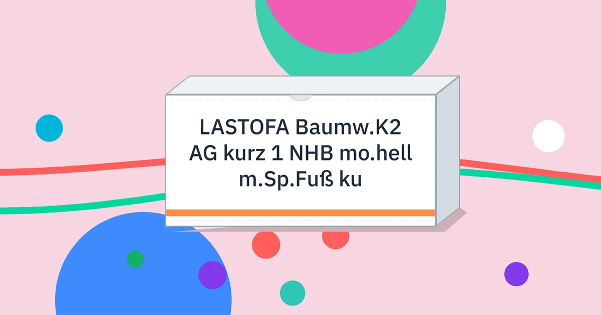Symbolbild: Packung mit der Aufschrift LASTOFA Baumw.K2 AG kurz 1 NHB mo.hell m.Sp.Fuß ku (PZN 01948014) – Verfügbarkeit und Bezug in Apotheken in Frankfurt am Main