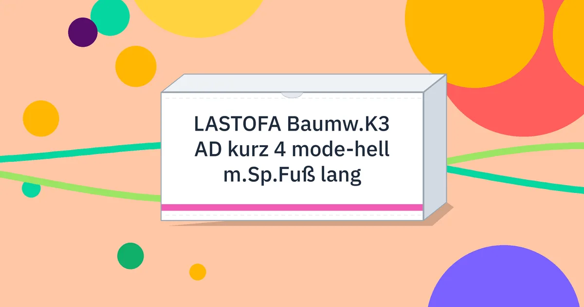 Symbolbild: Packung mit der Aufschrift LASTOFA Baumw.K3 AD kurz 4 mode-hell m.Sp.Fuß lang (PZN 01953268) – Verfügbarkeit und Bezug in Apotheken in Frankfurt am Main