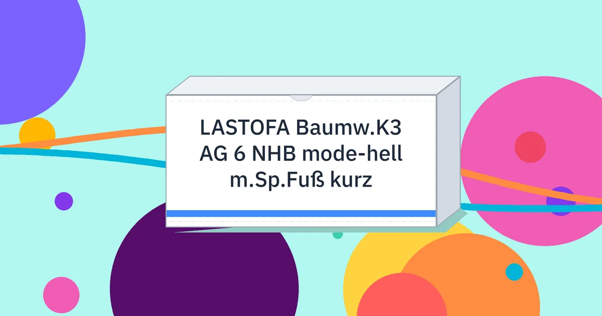 Symbolbild: Packung mit der Aufschrift LASTOFA Baumw.K3 AG 6 NHB mode-hell m.Sp.Fuß kurz (PZN 01954670) – Verfügbarkeit und Bezug in Apotheken in Frankfurt am Main