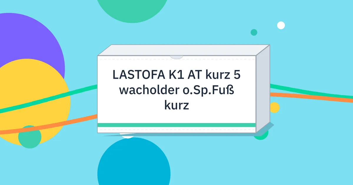 Symbolbild: Packung mit der Aufschrift LASTOFA K1 AT kurz 5 wacholder o.Sp.Fuß kurz (PZN 13796650) – Verfügbarkeit und Bezug in Apotheken in Frankfurt am Main
