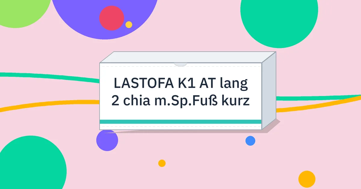 Symbolbild: Packung mit der Aufschrift LASTOFA K1 AT lang 2 chia m.Sp.Fuß kurz (PZN 13795343) – Verfügbarkeit und Bezug in Apotheken in Frankfurt am Main