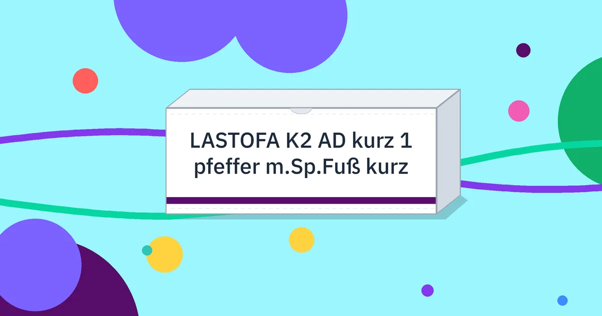 Symbolbild: Packung mit der Aufschrift LASTOFA K2 AD kurz 1 pfeffer m.Sp.Fuß kurz (PZN 13799683) – Verfügbarkeit und Bezug in Apotheken in Frankfurt am Main