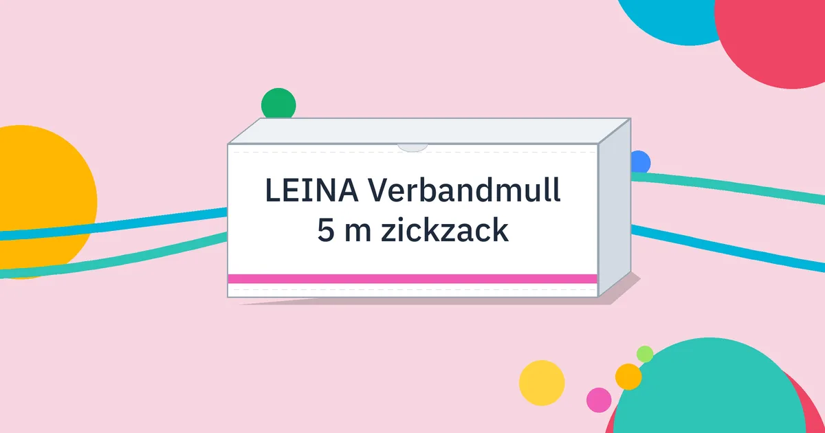 Symbolbild: Packung mit der Aufschrift LEINA Verbandmull 5 m zickzack (PZN 08716790) – Verfügbarkeit und Bezug in Apotheken in Frankfurt am Main