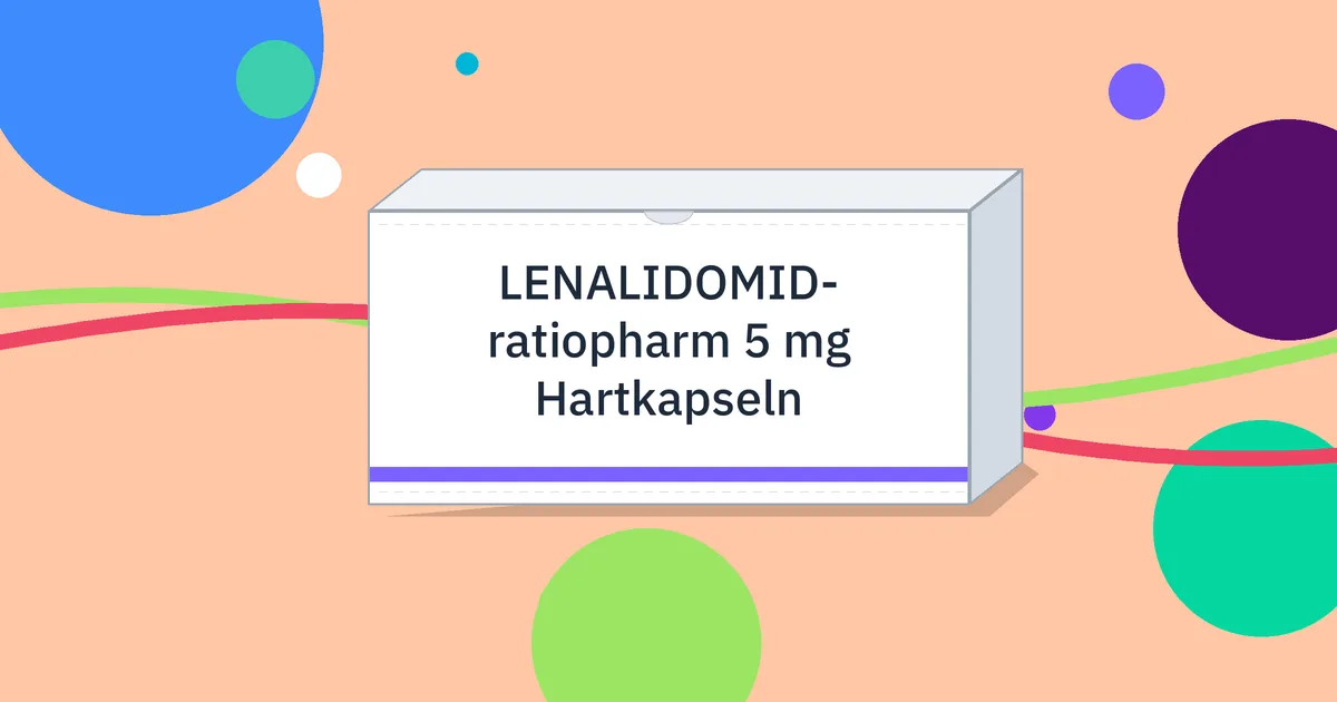 Symbolbild: Packung mit der Aufschrift LENALIDOMID-ratiopharm 5 mg Hartkapseln (PZN 17216649) – Verfügbarkeit und Bezug in Apotheken in Frankfurt am Main