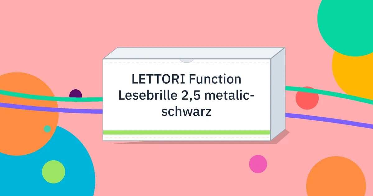 Symbolbild: Packung mit der Aufschrift LETTORI Function Lesebrille 2,5 metalic-schwarz (PZN 11056877) – Verfügbarkeit und Bezug in Apotheken in Frankfurt am Main