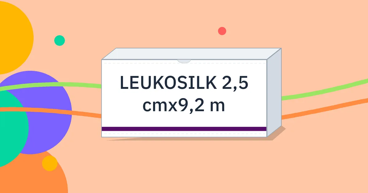 Symbolbild: Packung mit der Aufschrift LEUKOSILK 2,5 cmx9,2 m (PZN 17383560) – Verfügbarkeit und Bezug in Apotheken in Frankfurt am Main