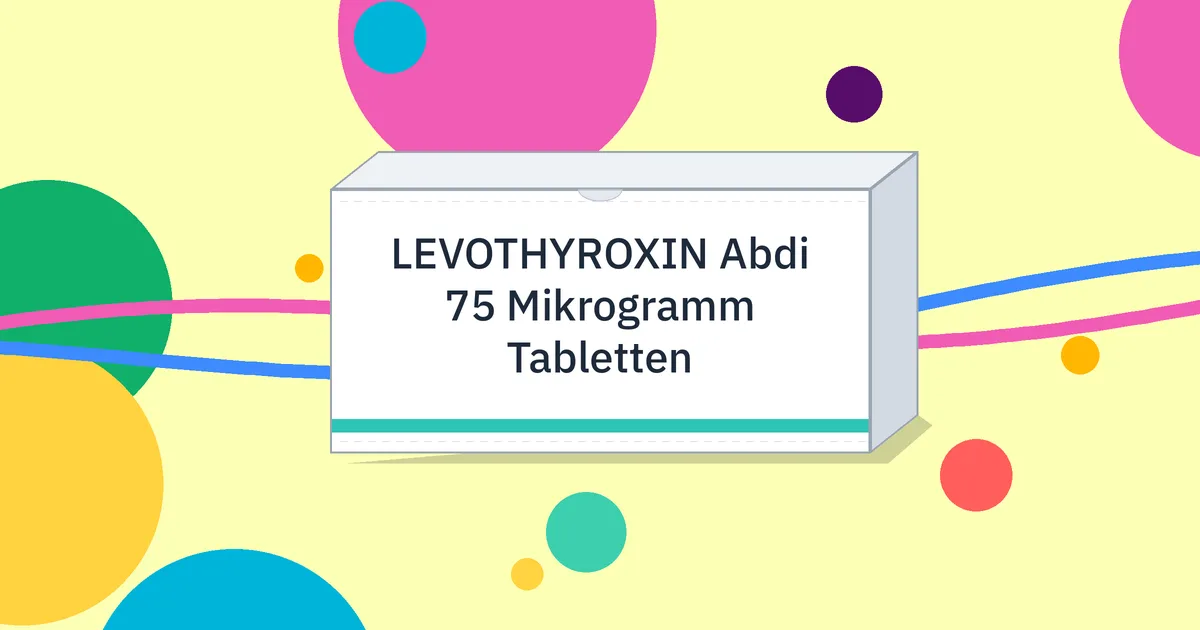 Symbolbild: Packung mit der Aufschrift LEVOTHYROXIN Abdi 75 Mikrogramm Tabletten (PZN 18203324) – Verfügbarkeit und Bezug in Apotheken in Frankfurt am Main