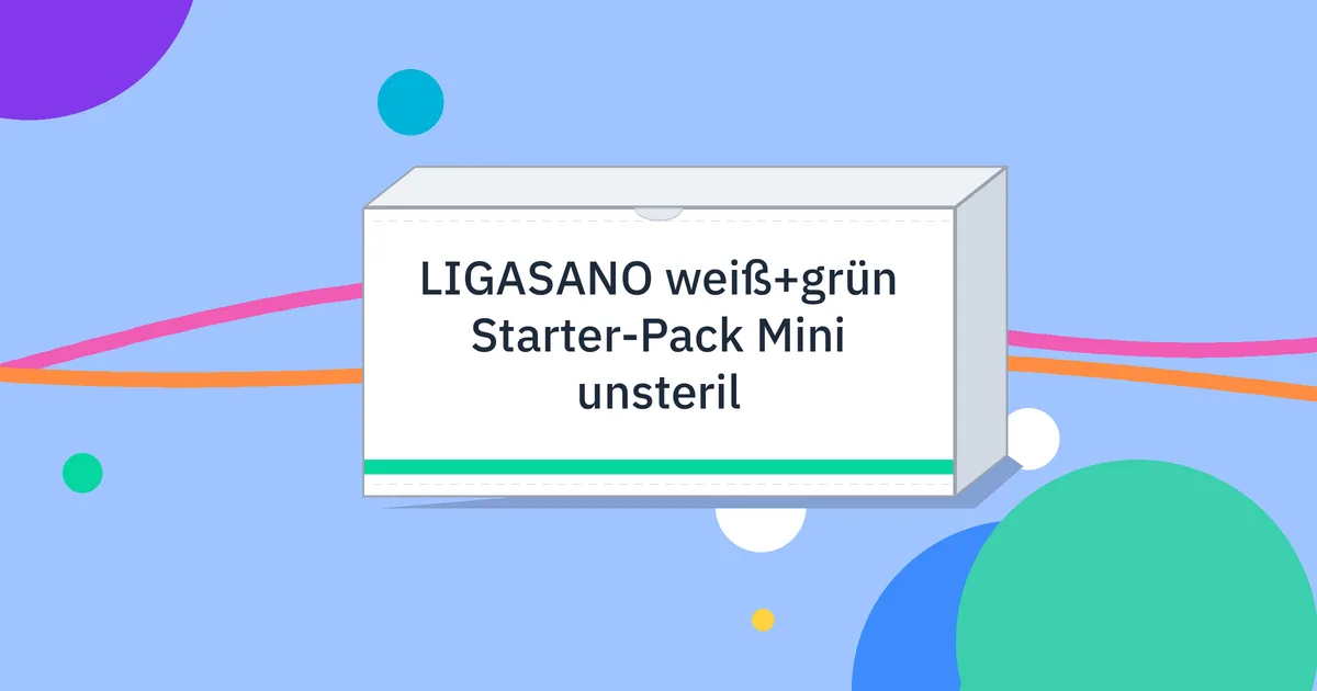 Symbolbild: Packung mit der Aufschrift LIGASANO weiß+grün Starter-Pack Mini unsteril (PZN 17674955) – Verfügbarkeit und Bezug in Apotheken in Frankfurt am Main