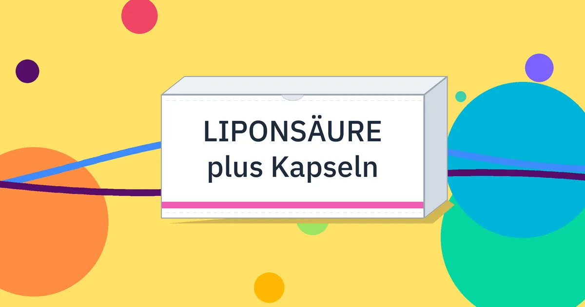 Symbolbild: Packung mit der Aufschrift LIPONSÄURE plus Kapseln (PZN 00694445) – Verfügbarkeit und Bezug in Apotheken in Frankfurt am Main