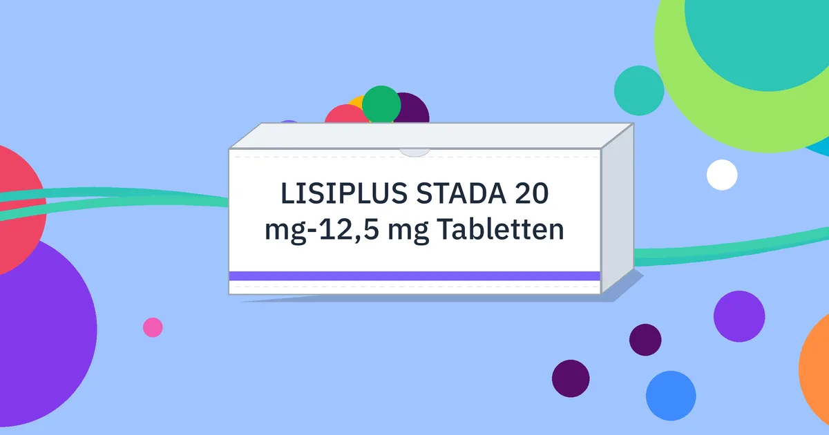 Symbolbild: Packung mit der Aufschrift LISIPLUS STADA 20 mg-12,5 mg Tabletten (PZN 02332539) – Verfügbarkeit und Bezug in Apotheken in Frankfurt am Main