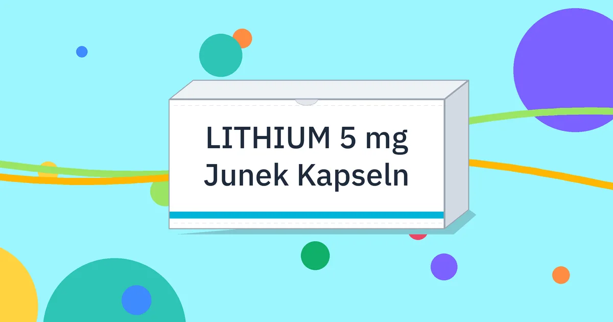 Symbolbild: Packung mit der Aufschrift LITHIUM 5 mg Junek Kapseln (PZN 20172401) – Verfügbarkeit und Bezug in Apotheken in Frankfurt am Main