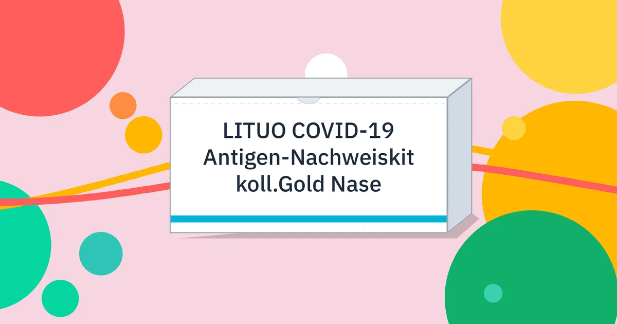 Symbolbild: Packung mit der Aufschrift LITUO COVID-19 Antigen-Nachweiskit koll.Gold Nase (PZN 17935367) – Verfügbarkeit und Bezug in Apotheken in Frankfurt am Main