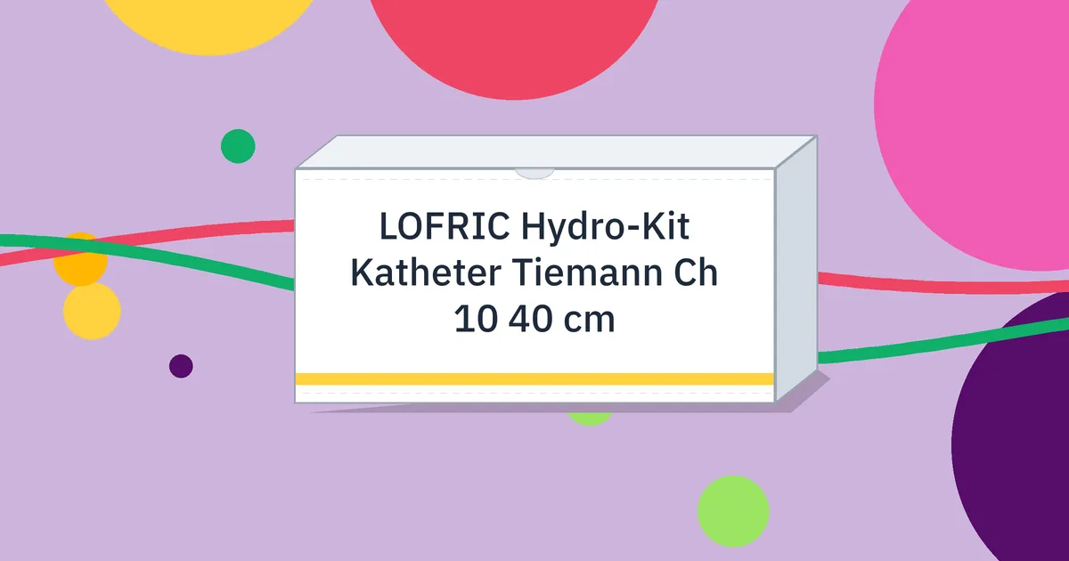Symbolbild: Packung mit der Aufschrift LOFRIC Hydro-Kit Katheter Tiemann Ch 10 40 cm (PZN 17153564) – Verfügbarkeit und Bezug in Apotheken in Frankfurt am Main
