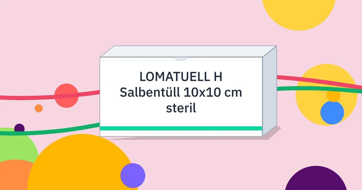 Symbolbild: Packung mit der Aufschrift LOMATUELL H Salbentüll 10x10 cm steril (PZN 15267358) – Verfügbarkeit und Bezug in Apotheken in Frankfurt am Main