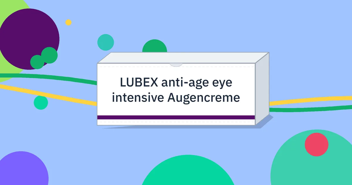 Symbolbild: Packung mit der Aufschrift LUBEX anti-age eye intensive Augencreme (PZN 16156810) – Verfügbarkeit und Bezug in Apotheken in Frankfurt am Main