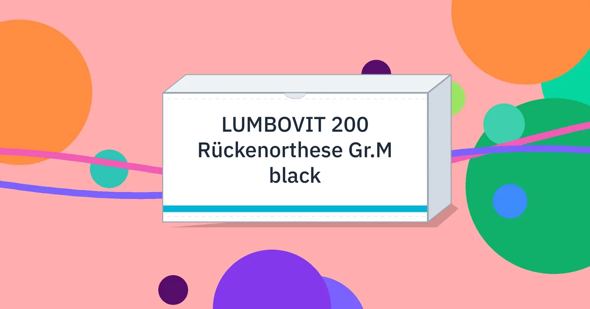Symbolbild: Packung mit der Aufschrift LUMBOVIT 200 Rückenorthese Gr.M black (PZN 11608644) – Verfügbarkeit und Bezug in Apotheken in Frankfurt am Main
