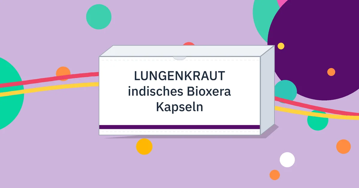 Symbolbild: Packung mit der Aufschrift LUNGENKRAUT indisches Bioxera Kapseln (PZN 19764964) – Verfügbarkeit und Bezug in Apotheken in Frankfurt am Main