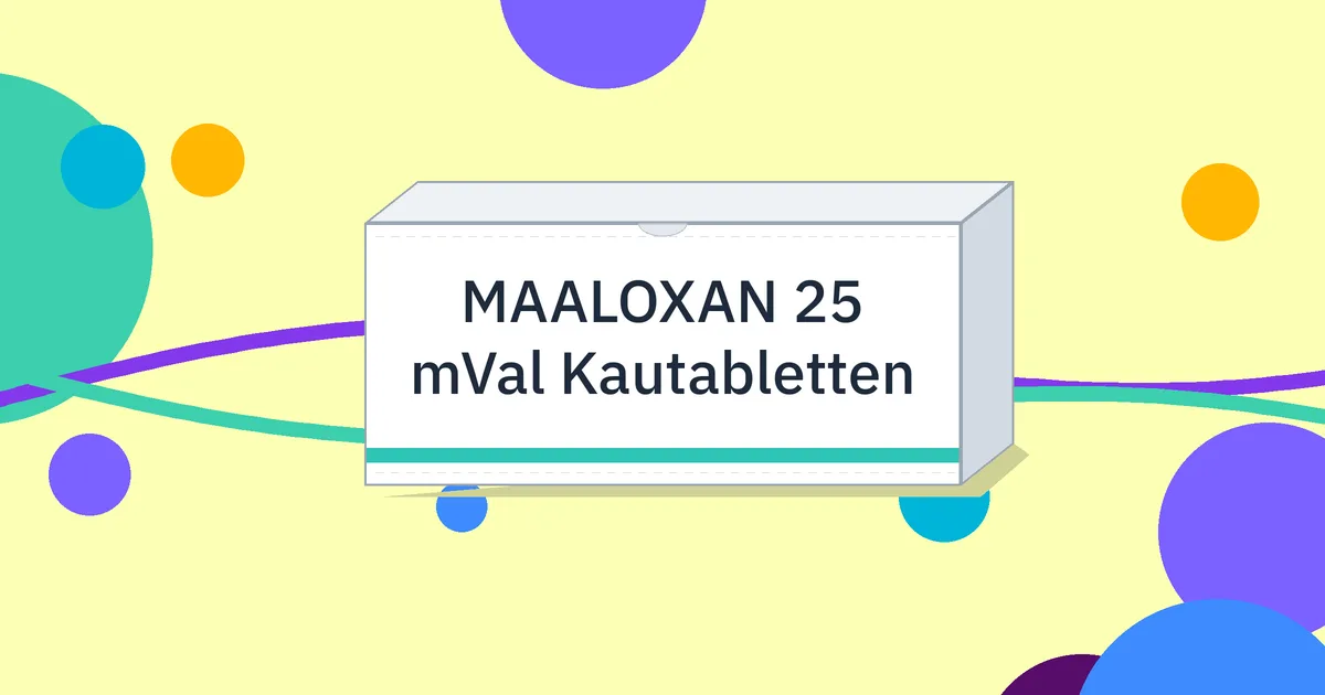Symbolbild: Packung mit der Aufschrift MAALOXAN 25 mVal Kautabletten (PZN 00931046) – Verfügbarkeit und Bezug in Apotheken in Frankfurt am Main