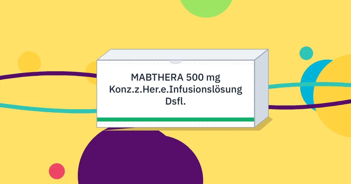 Symbolbild: Packung mit der Aufschrift MABTHERA 500 mg Konz.z.Her.e.Infusionslösung Dsfl. (PZN 10532956) – Verfügbarkeit und Bezug in Apotheken in Frankfurt am Main