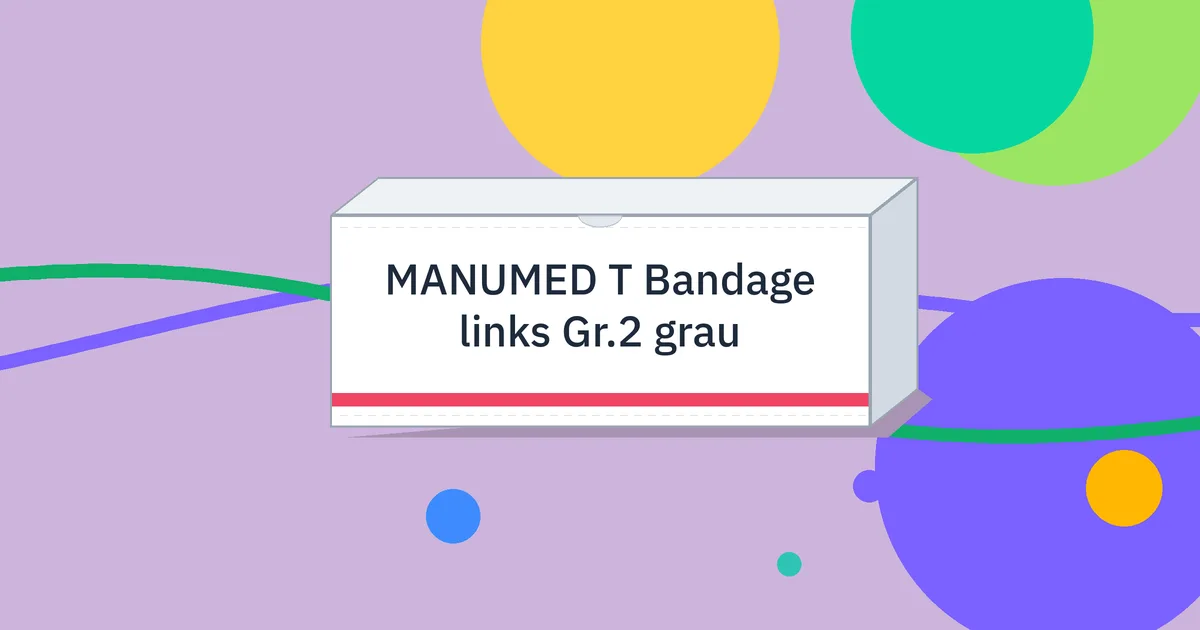 Symbolbild: Packung mit der Aufschrift MANUMED T Bandage links Gr.2 grau (PZN 07644031) – Verfügbarkeit und Bezug in Apotheken in Frankfurt am Main