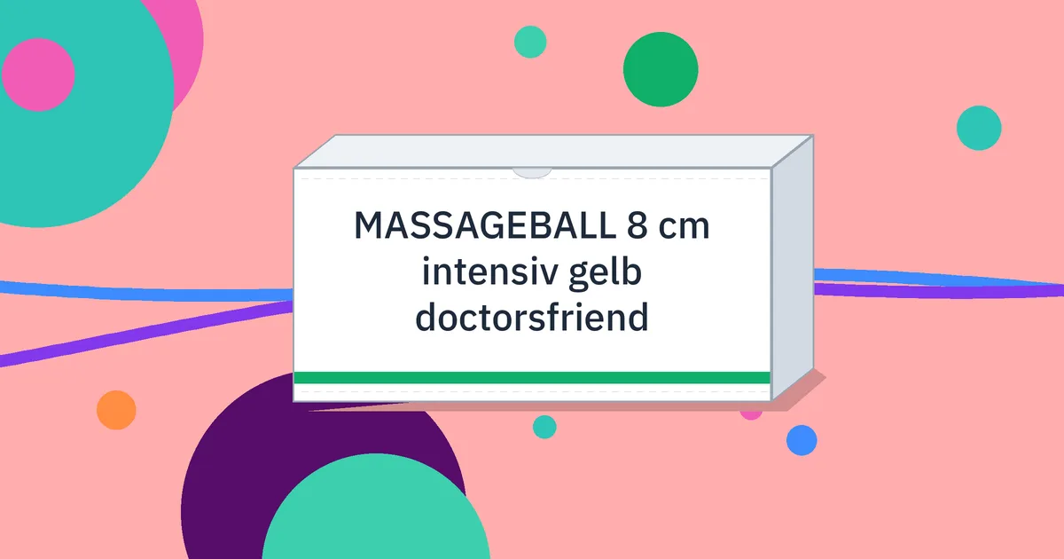 Symbolbild: Packung mit der Aufschrift MASSAGEBALL 8 cm intensiv gelb doctorsfriend (PZN 19539730) – Verfügbarkeit und Bezug in Apotheken in Frankfurt am Main