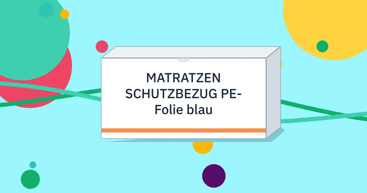 Symbolbild: Packung mit der Aufschrift MATRATZEN SCHUTZBEZUG PE-Folie blau (PZN 03524726) – Verfügbarkeit und Bezug in Apotheken in Frankfurt am Main