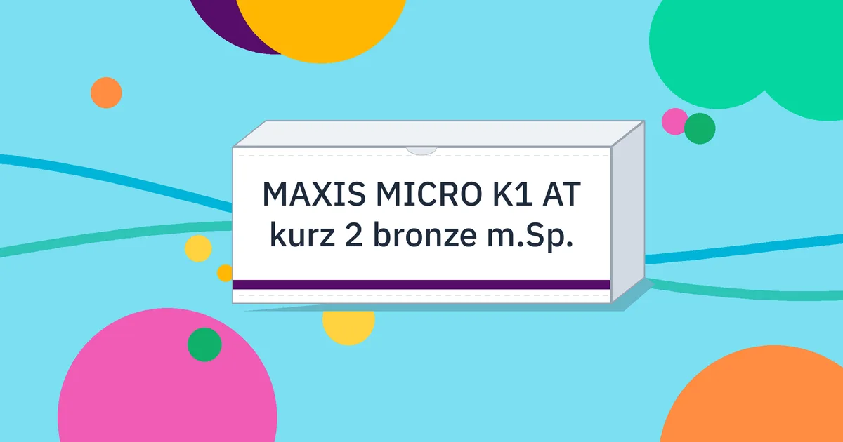 Symbolbild: Packung mit der Aufschrift MAXIS MICRO K1 AT kurz 2 bronze m.Sp. (PZN 17671543) – Verfügbarkeit und Bezug in Apotheken in Frankfurt am Main