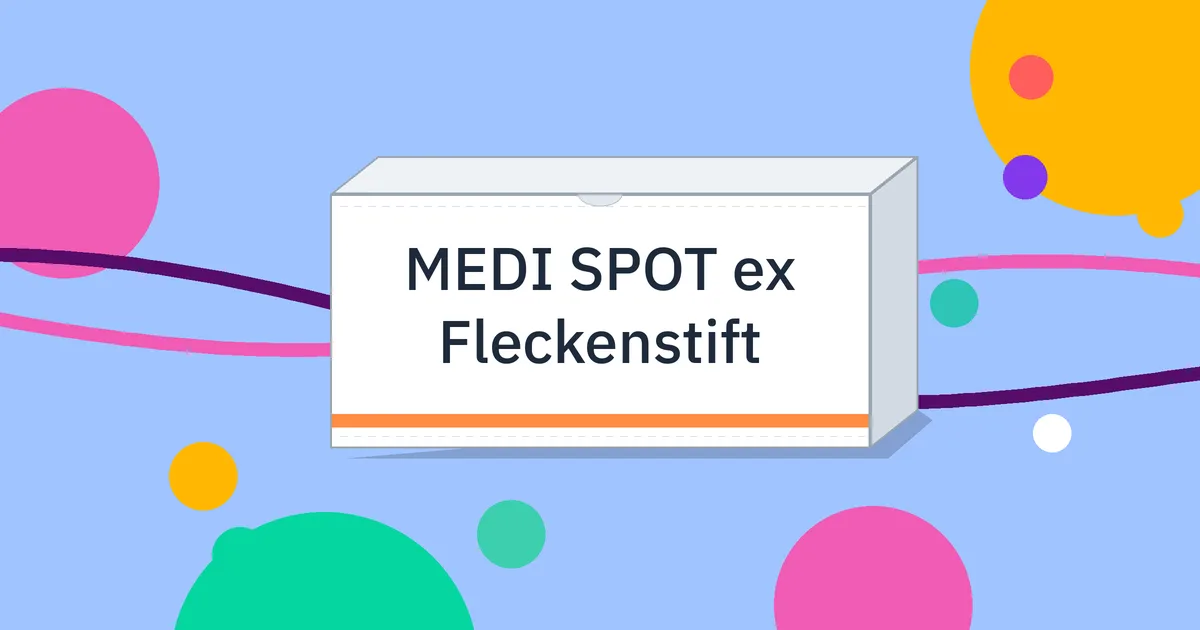 Symbolbild: Packung mit der Aufschrift MEDI SPOT ex Fleckenstift (PZN 12355926) – Verfügbarkeit und Bezug in Apotheken in Frankfurt am Main