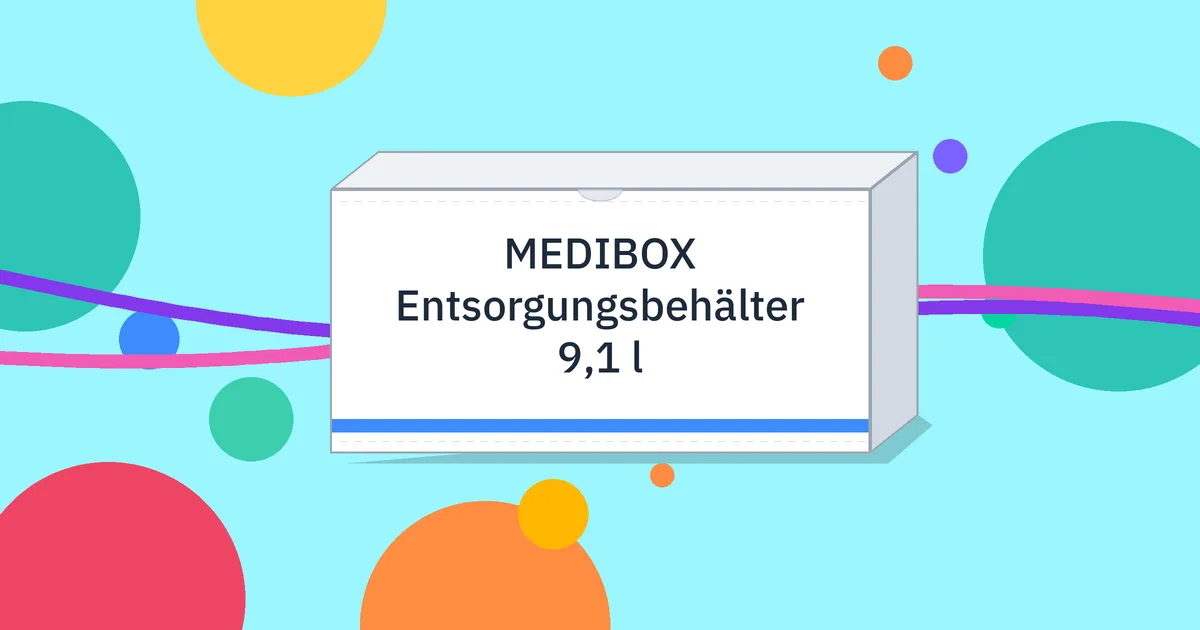 Symbolbild: Packung mit der Aufschrift MEDIBOX Entsorgungsbehälter 9,1 l (PZN 13856665) – Verfügbarkeit und Bezug in Apotheken in Frankfurt am Main