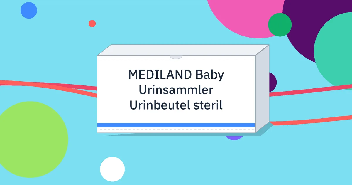 Symbolbild: Packung mit der Aufschrift MEDILAND Baby Urinsammler Urinbeutel steril (PZN 00248993) – Verfügbarkeit und Bezug in Apotheken in Frankfurt am Main